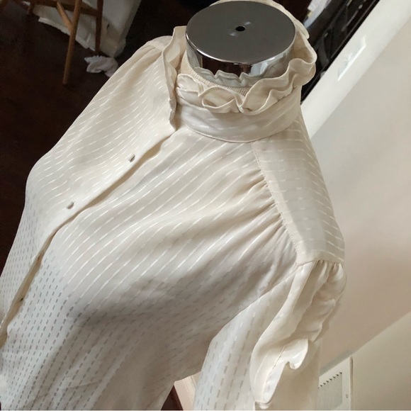 Vintage | Tops | Vintage Alexandria Sheer Pinstriped Ruffle Neck And ...